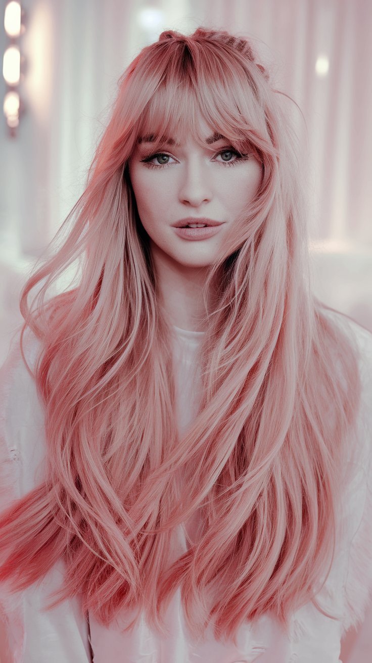 How to Rock Pink Long Hair with Bangs: A Complete Guide - Alamoda Beauty